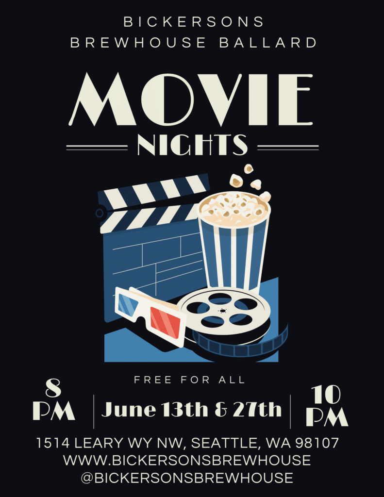 Free Outdoor Movie Night 8pm - Bickersons Brewhouse